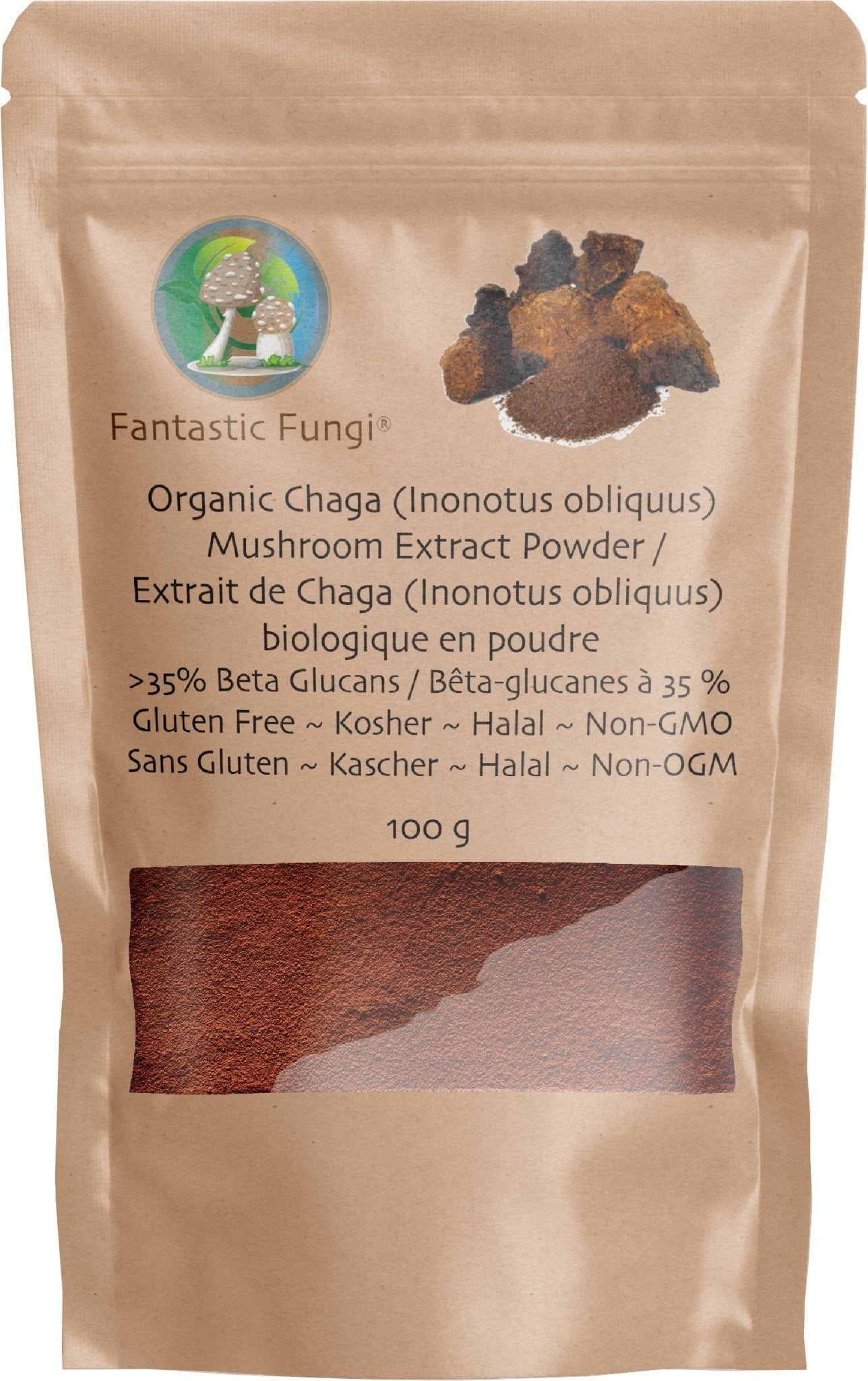 Organic Chaga (Inonotus obliquus) Mushroom extract powder / Extrait de ...